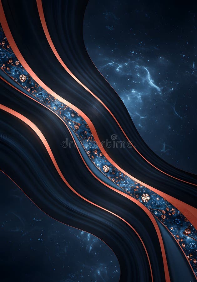 Abstract Dark Blue with Copper Lines Design - Generated Using Ai Stock ...