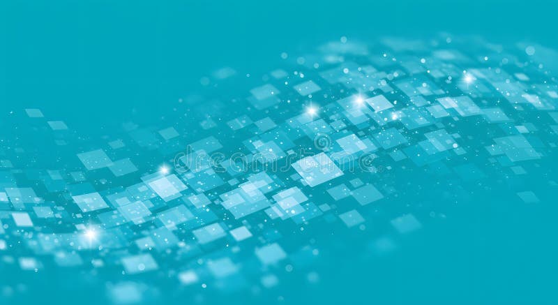 Abstract Teal Square Pattern with Light Sparkles Stock Illustration ...