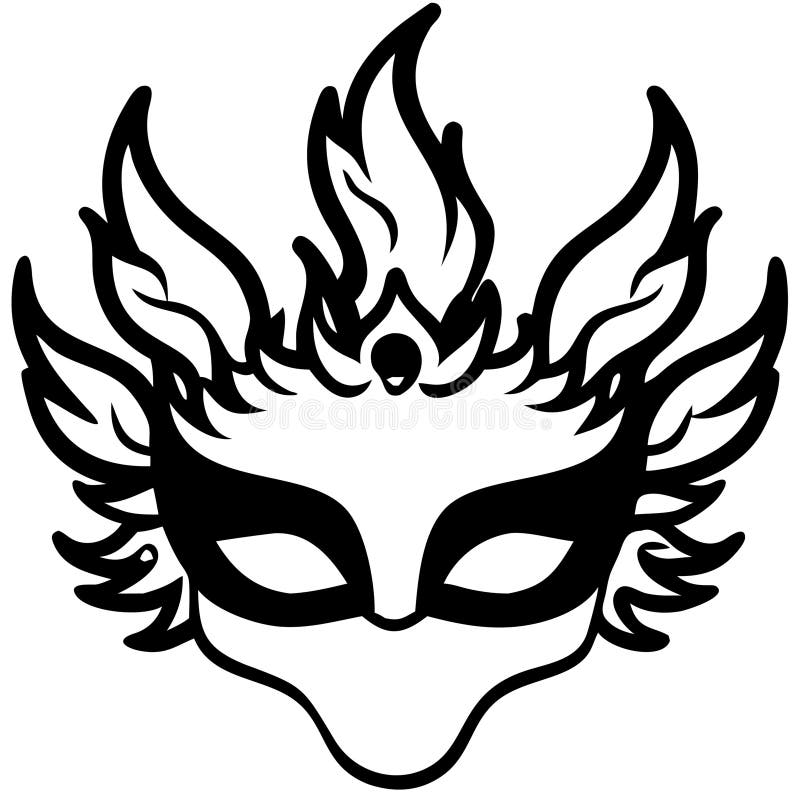 Abstract Fantasy Mask Vector Art with Intricate Flame Design Stock ...