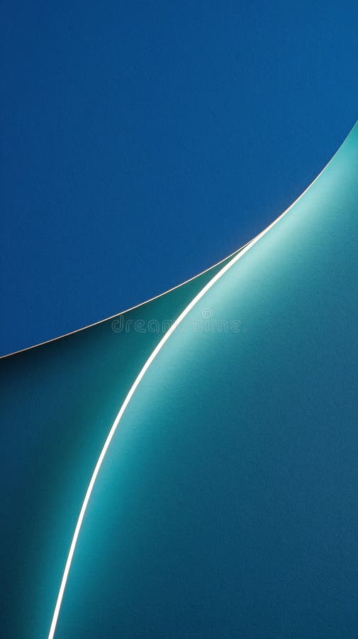 Abstract Minimalist Blue and Teal Design with Curved Light Line on ...