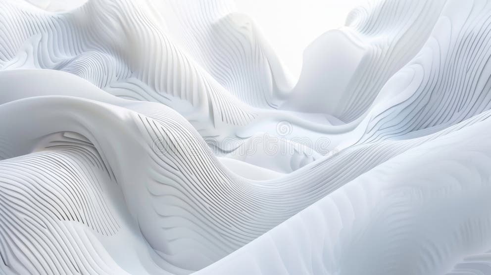 Abstract White Fluid Waves and Lines, Generative AI Stock Photo - Image ...
