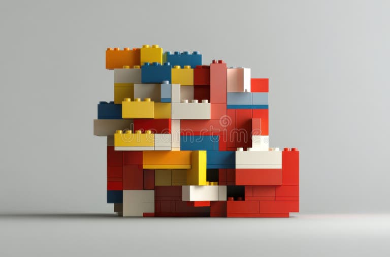 Abstract Sculpture Made of Lego Blocks Showcasing Geometric Shapes and ...