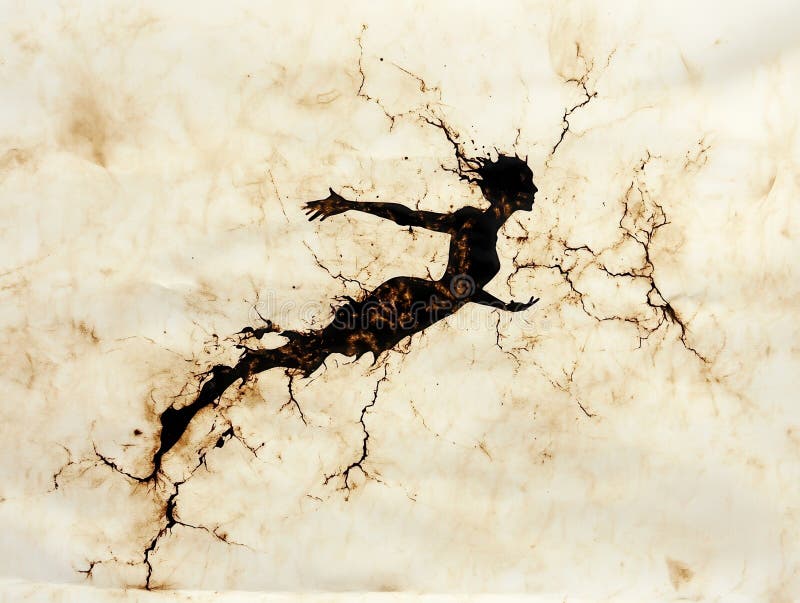 Abstract Silhouette of a Running Woman Created with Ink Splashes Stock ...