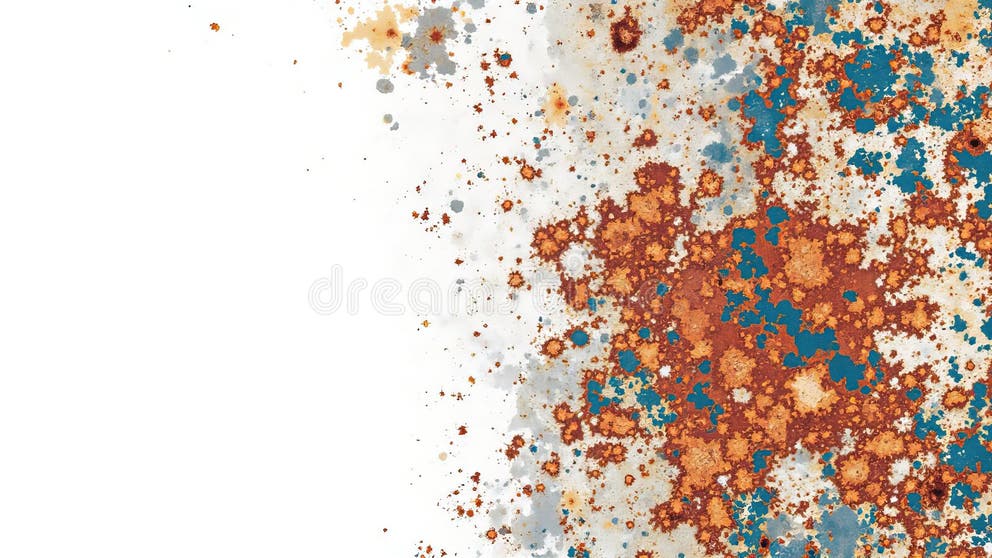 Abstract Colorful Texture with Rust and Turquoise Spots on White ...
