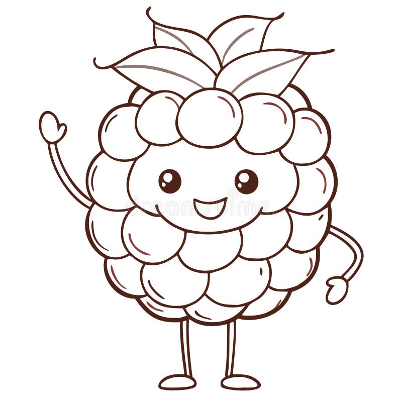 Cute Smiling Raspberry Cartoon Character Vector Illustration for Fruit ...