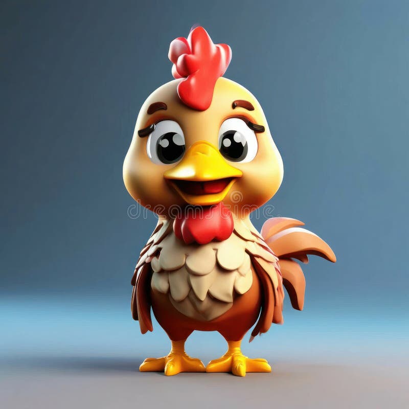 Adorable Cartoon Chicken Character Created with Artificial Intelligence ...