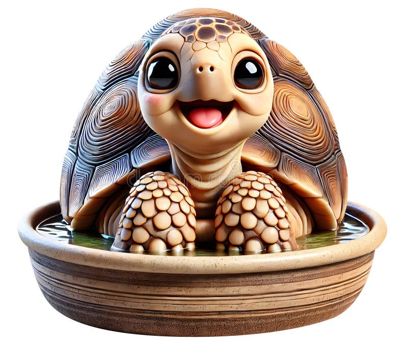 Smiling Baby Tortoise Soak in Water Stock Photo - Illustration of shell ...