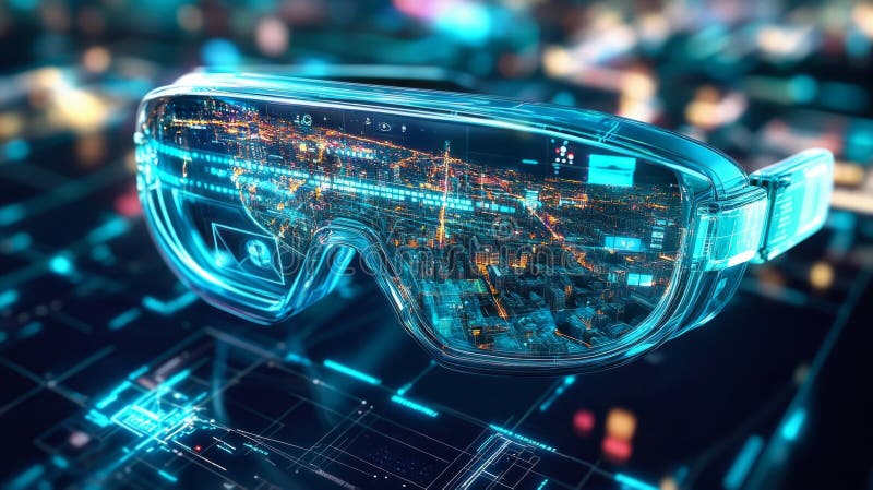 Futuristic Augmented Reality Glasses Showcase a Vibrant Digital ...