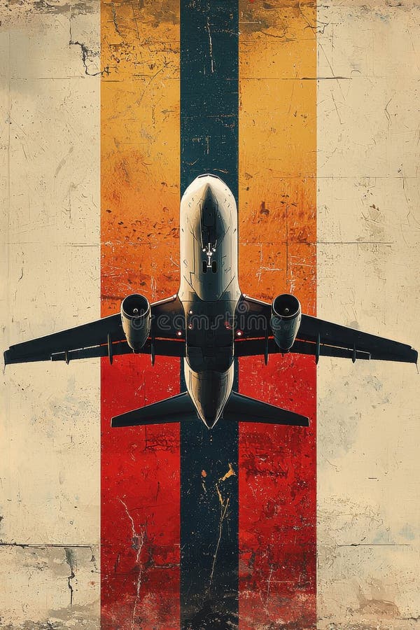 Artistic Depiction of Airplane Soaring Against a Striking Sunset Stock ...