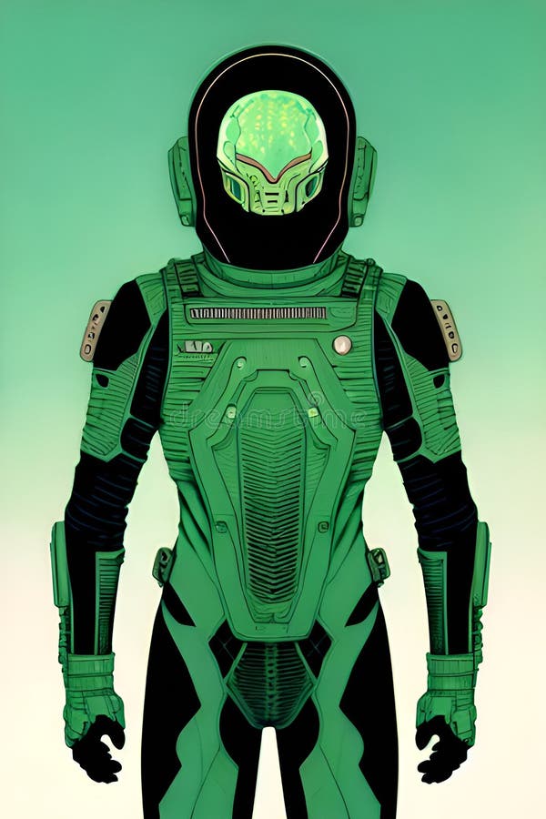 An Alien Suit is Made Up of Green and Black Material Stock Illustration ...