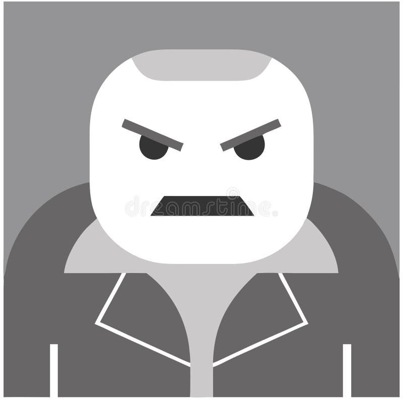 Angry Cartoon Character in Black Leather Jacket Vector Illustration ...