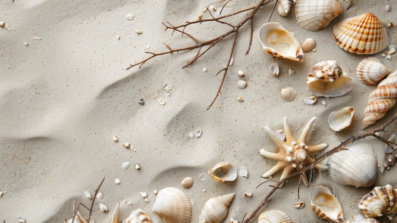 Seashells and Sand on a Beach Background, Generative AI Stock Image ...