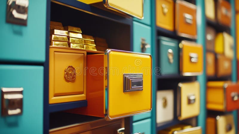 A Vibrant Display of Colorful Drawers Showcases Organized Storage. Each ...