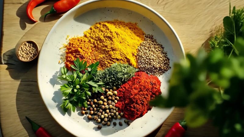 A Vibrant Display of Spices in a Beautiful Dish. Rich Colors and ...
