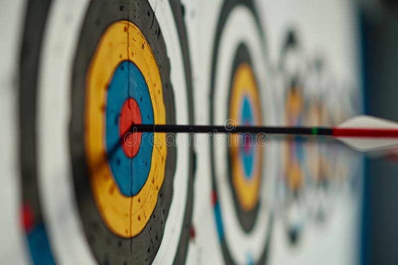 A Close-up Shot of an Arrow Piercing a Colorful Target. the Vibrant ...