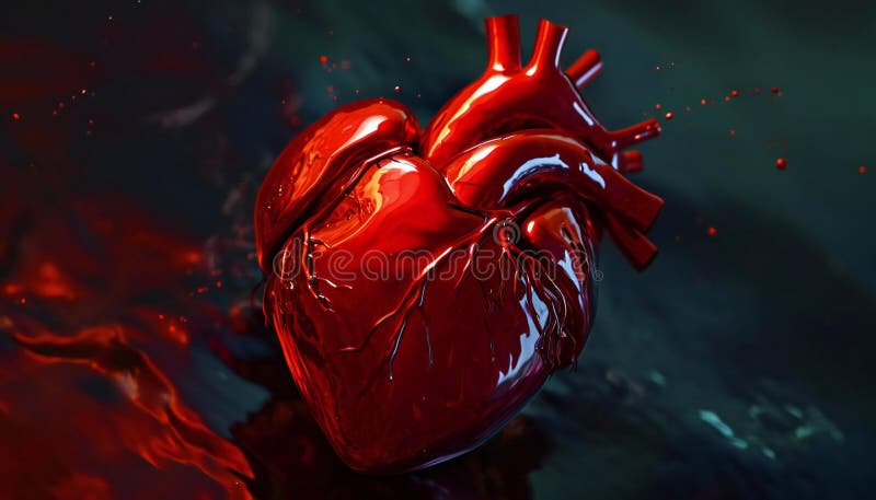 3D Drawing in the Shape of a Cardiac Heart in Red Style Stock ...