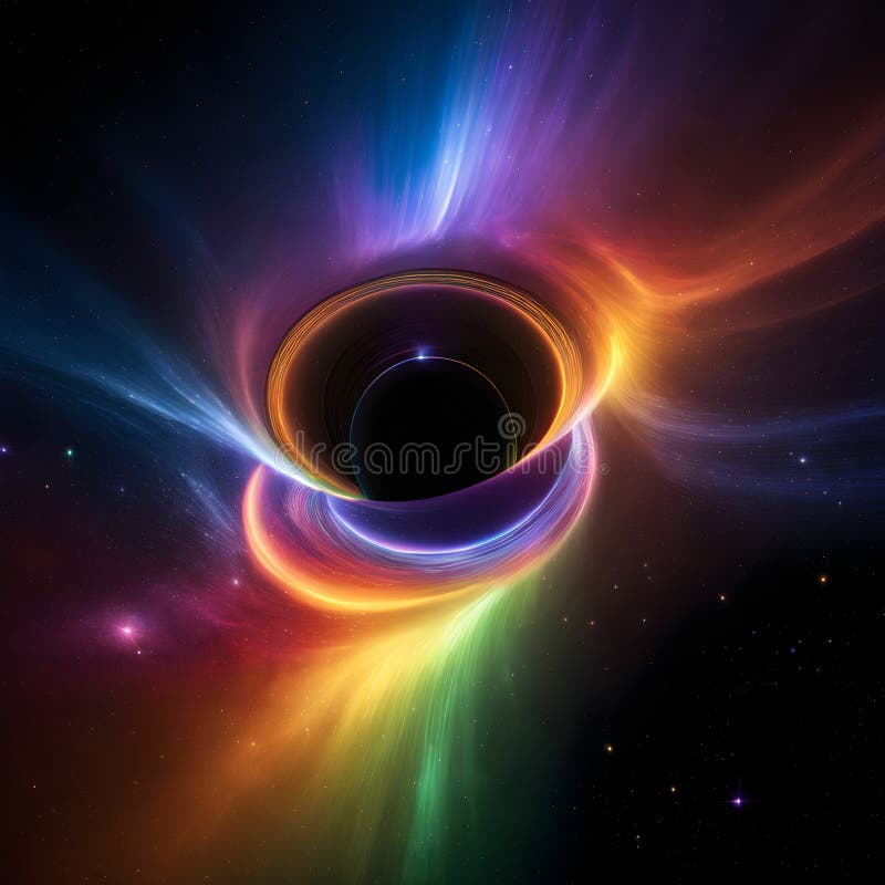 A Black Hole Gravity Rainbow. Stock Photo - Image of background, blue ...
