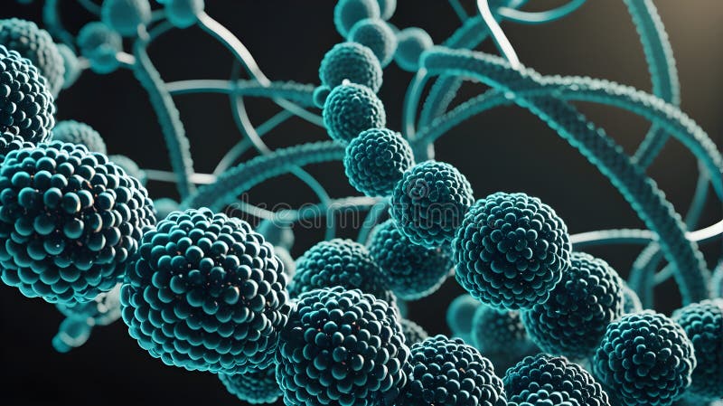 Artistic Teal Nanoparticles with Helical Structures Stock Photo - Image ...