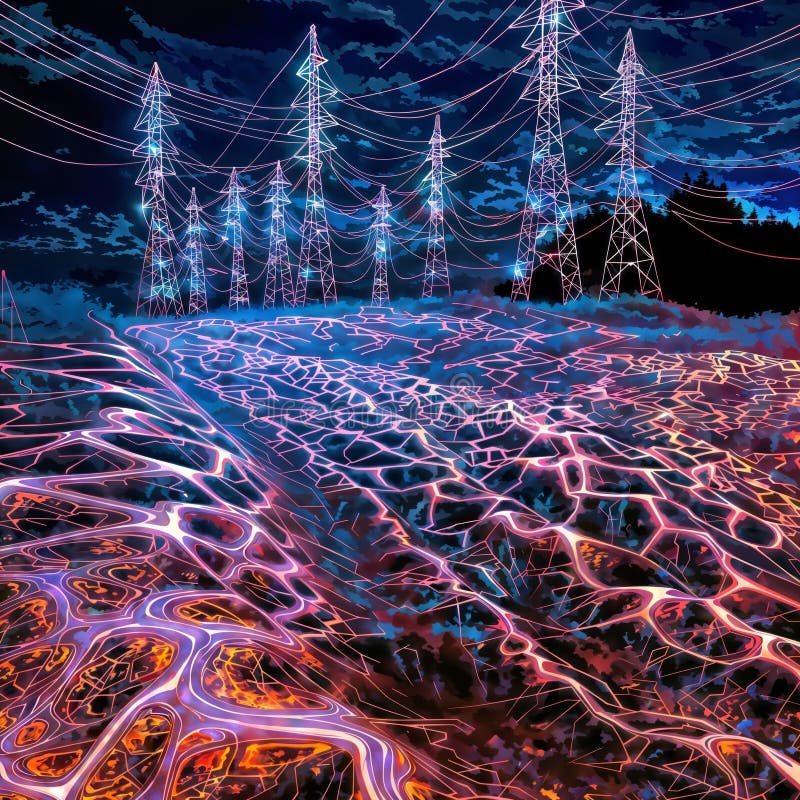 Power Lines Sing, Electric Ballet, Pink and Purple Currents Light the ...