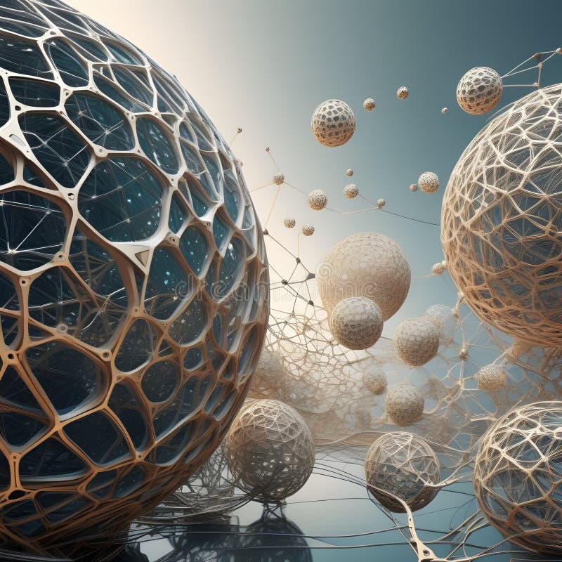 Spherical Artwork with Blue Background Stock Image - Image of design ...