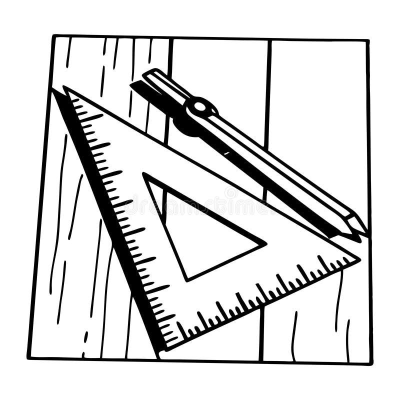 Geometric Tools Illustration with Ruler Pencil and Triangular Scale for ...