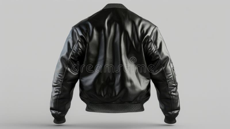 Black Leather Bomber Jacket Back View, Generative AI Stock Photo ...