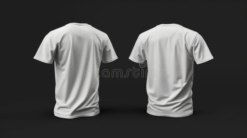 Back View of Two Plain White T-shirts on Black Background, Generative ...