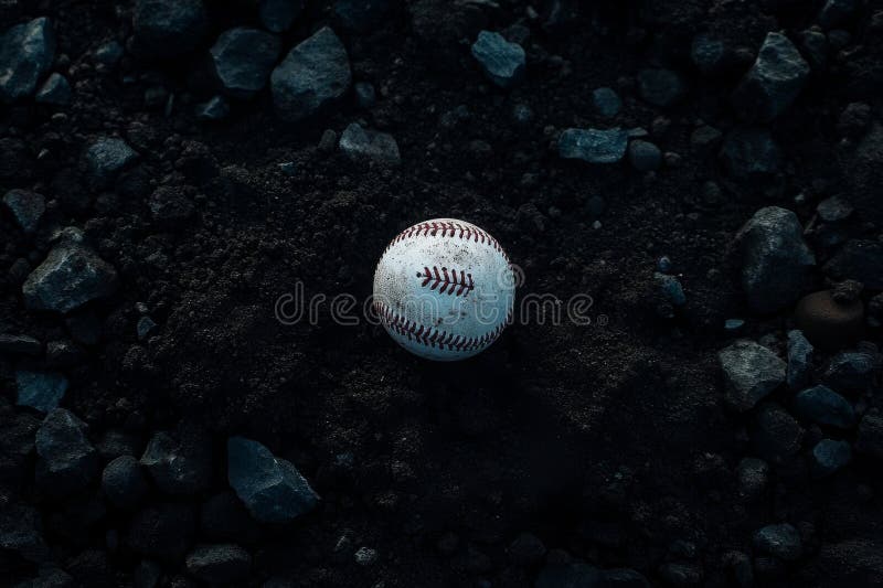 Baseball Resting on Sandy Field Texture with Golden Ratio Composition ...