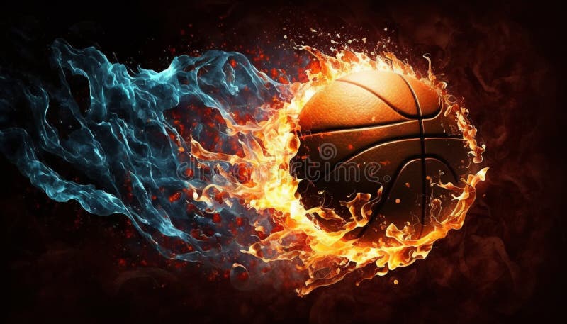 Background of a Basketball on Fire Generative AI Stock Illustration ...