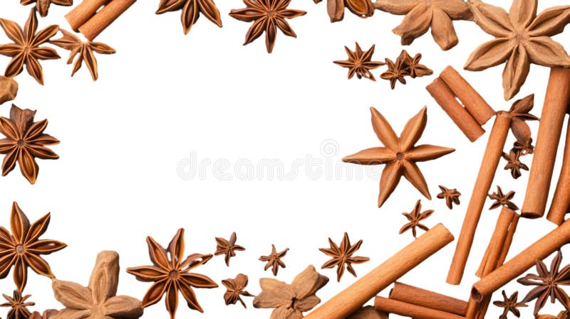 Decorative Star Anise and Cinnamon Frame for Culinary Art Stock Photo ...