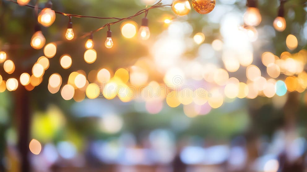 Blurred String Lights Background for Romantic Night Events Stock Illustration - Illustration of ...