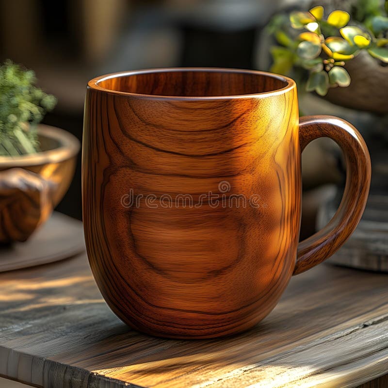 Beautifully Crafted Wooden Mug with a Rich, Textured Grain Pattern ...