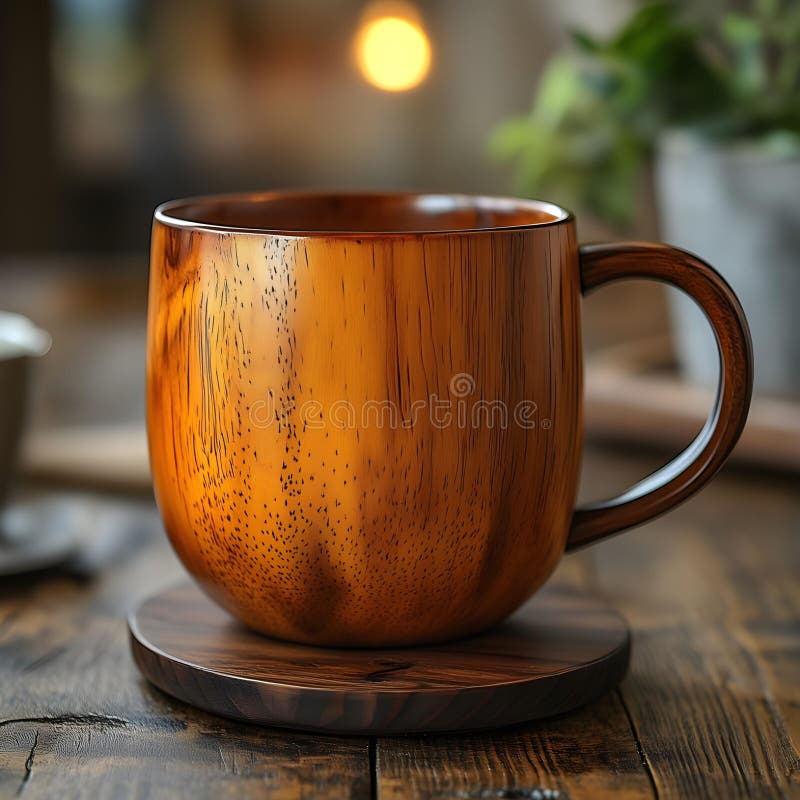 Beautifully Crafted Wooden Mug with a Rich, Textured Grain Pattern ...