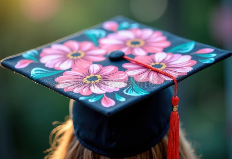 This Image Features a Beautifully Decorated Graduation Cap. Stock Image ...