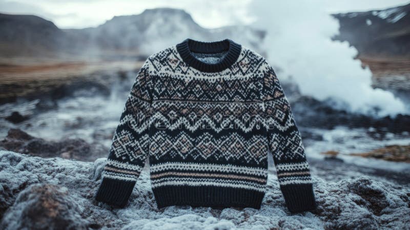A Cozy Wool Sweater with Intricate Patterns on Display in a Stunning ...