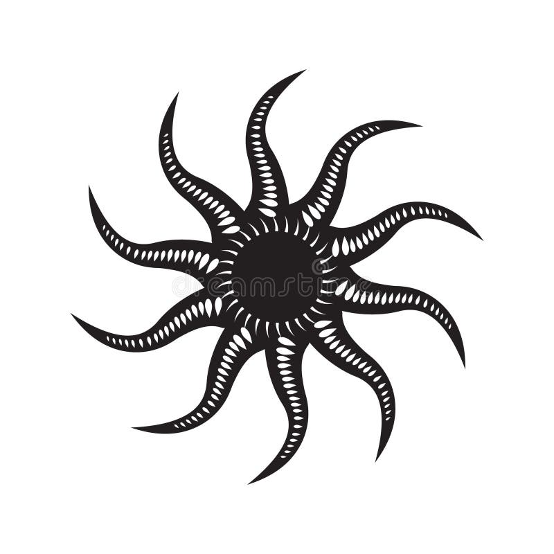 Spiked Rotating Star Abstract Octopus-Inspired Symbol Stock Vector ...