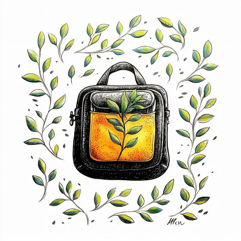 Black Bag with Yellow Liquid and Leaf Frame - Generated Using Ai Stock ...