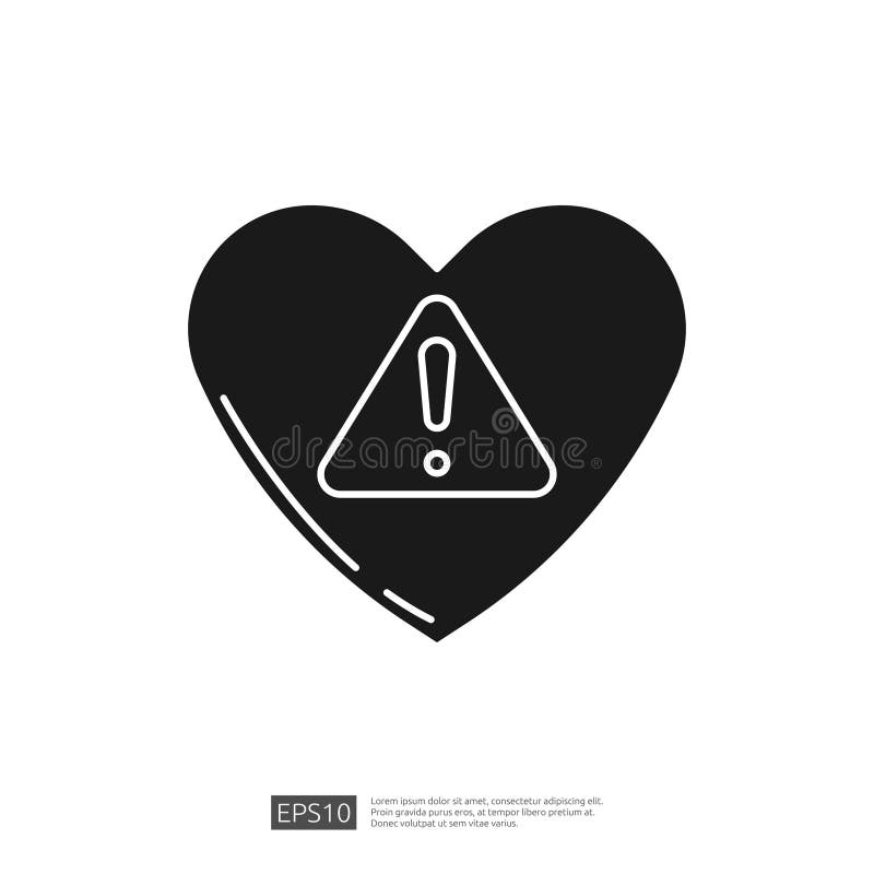 The Image Features a Black Heart with a Warning Triangle and ...