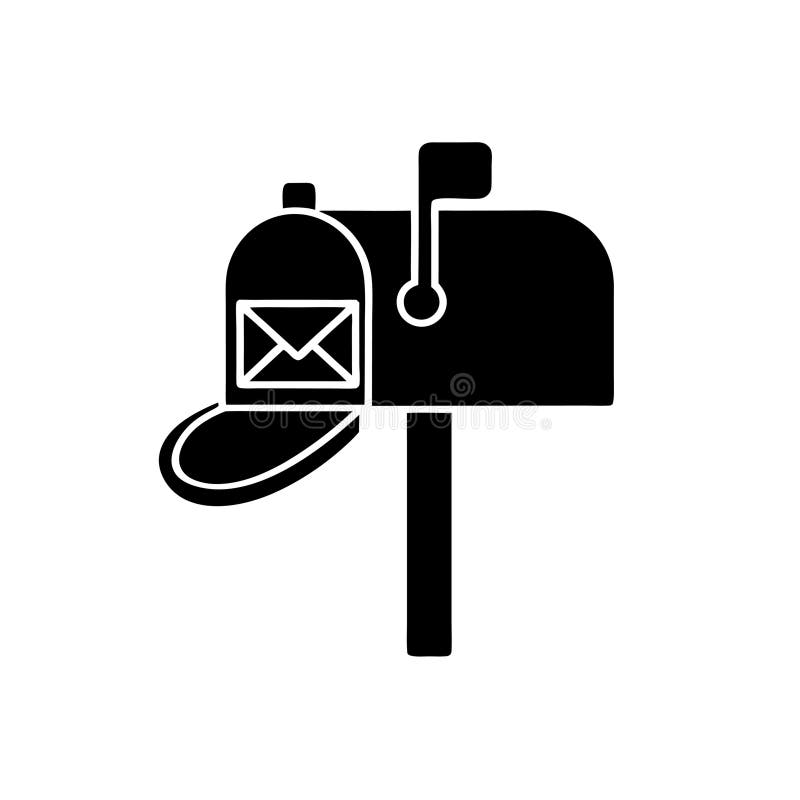 Black Mailbox with Mail Envelope Vector for Mail Delivery and ...