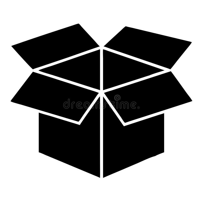 Black Open Box Vector Symbol for Packaging Shipping and Unboxing ...