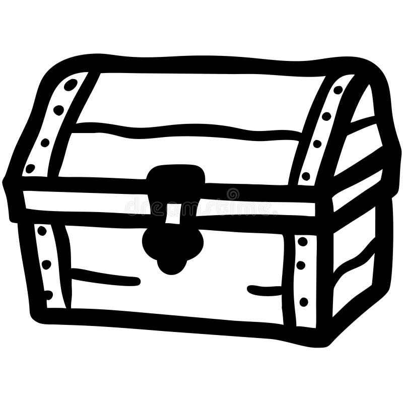Treasure Chest Black Outline Vector Art for Creative Design Projects ...