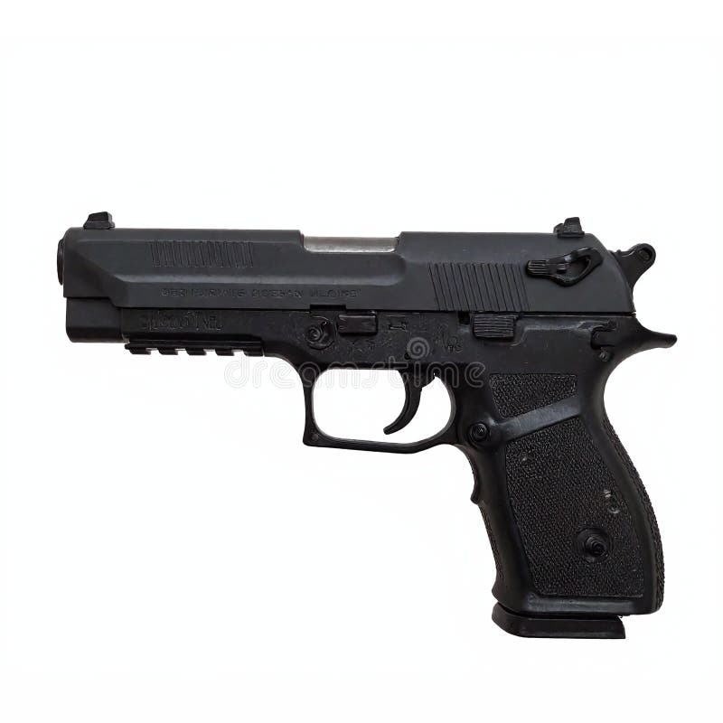 Black Semi Automatic Handgun Pistol Firearm Side View Transparent ...