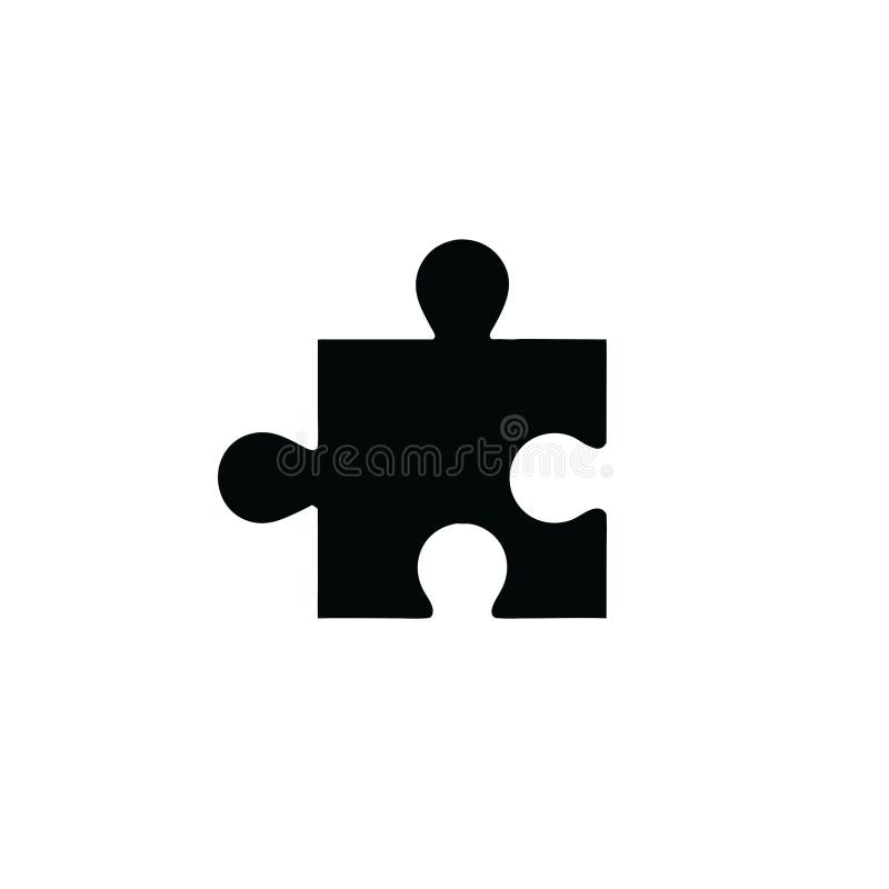 Black Puzzle Piece Silhouette on Neutral Background for Problem Solving ...