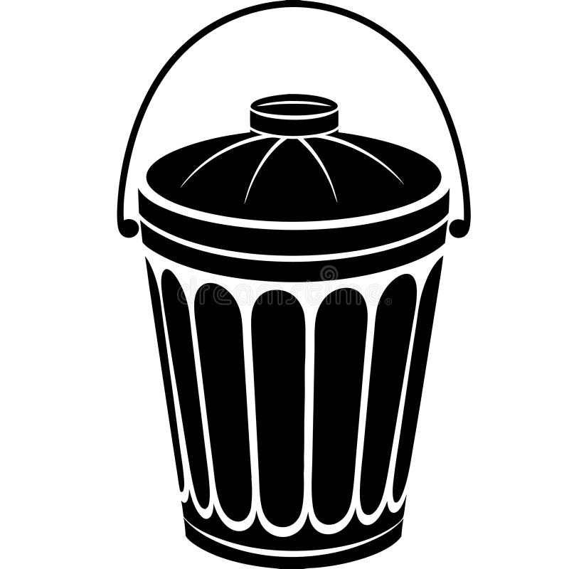 Black Silhouette Trash Can for Waste Management Vector Design Stock ...