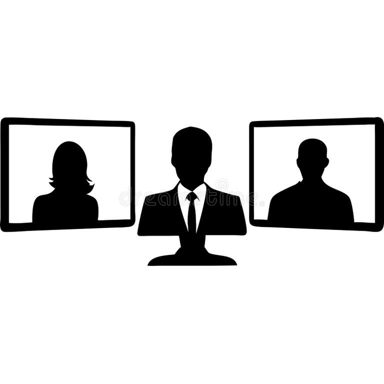 Business Video Conference Silhouette Vector for Remote Communication ...