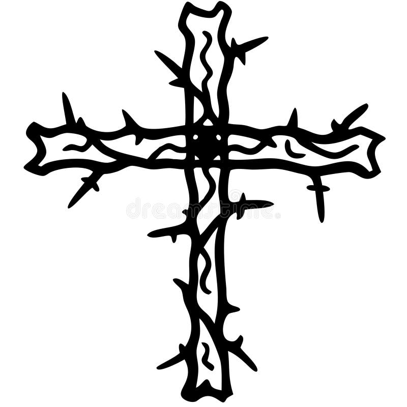 Black Thorny Cross Vector Illustration Stock Illustrations – 4 Black ...