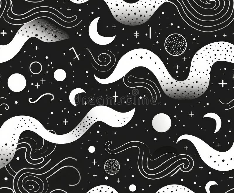 Abstract White and Black Cosmic Pattern Stock Illustration ...