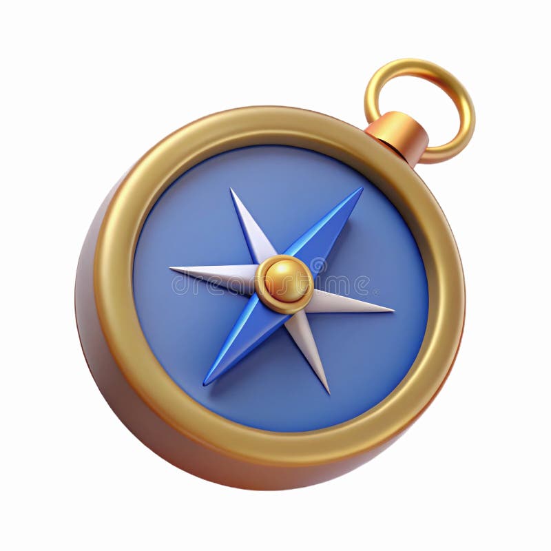 Blue and Gold Compass Icon with Star Design for Navigation or ...