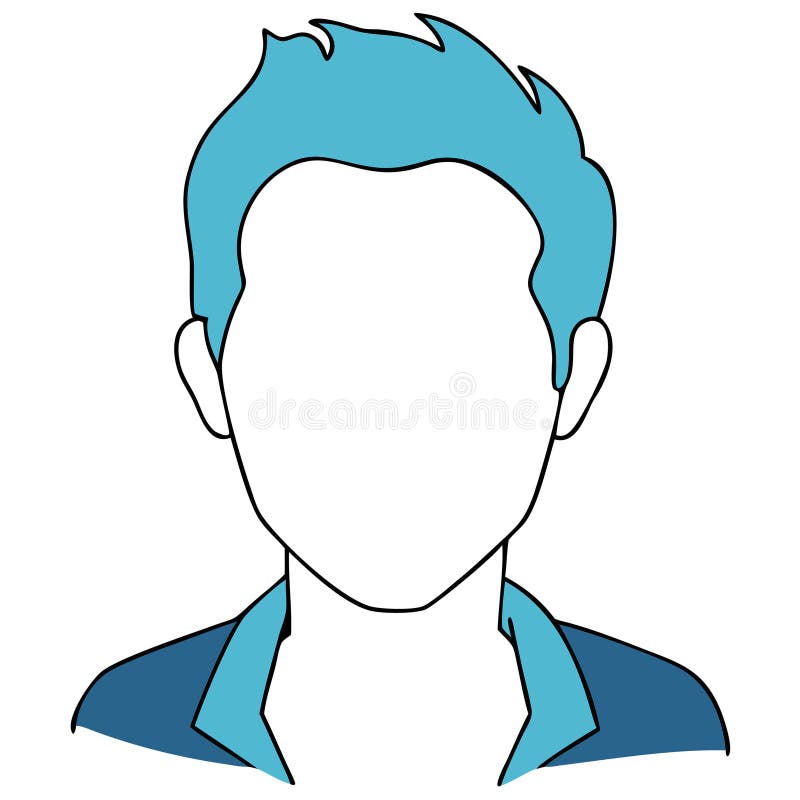 Blue Hair Silhouette Anonymous Male Avatar Vector for Profile and ...