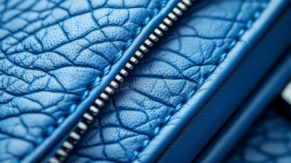 The Image Features a Blue Leather Purse and Wallet Set Against a Plain ...